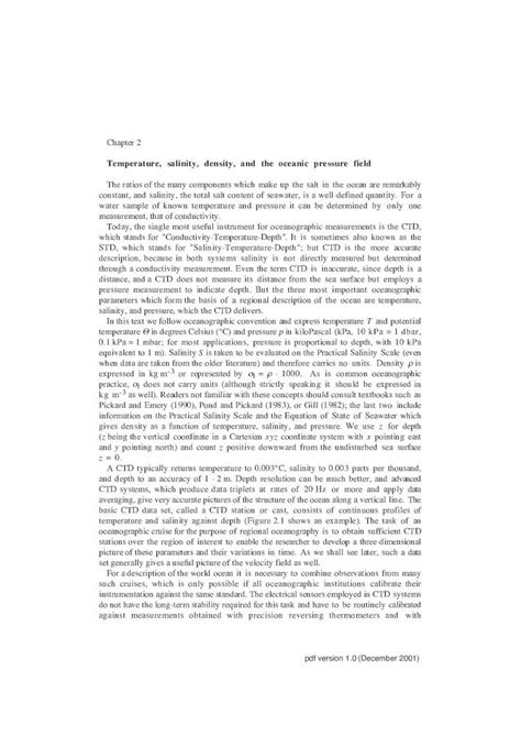 Pdf Temperature Salinity Density And The Oceanic Pressure