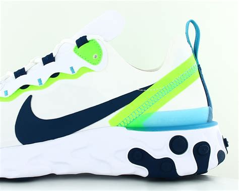 Nike React Element Blanc Bleu Vert Fluo Bq