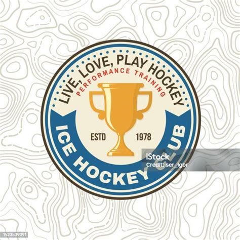 아이스 하키 클럽 로고 배지 자수 패치 벡터 일러스트레이션 대학 리그 축구 클럽 간판 로고 빈티지 컬러 라벨 스티커 아이스 하키 트로피 컵 실루엣 패치 트로피에 대한 스톡