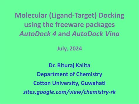 Ppt Molecular Ligand Target Docking Using Autodock 4 And Vina Freeware Along With