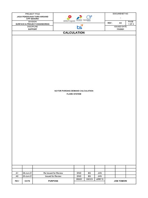 N2 Purging Demand Calculation Shutdown Flare System Pdf