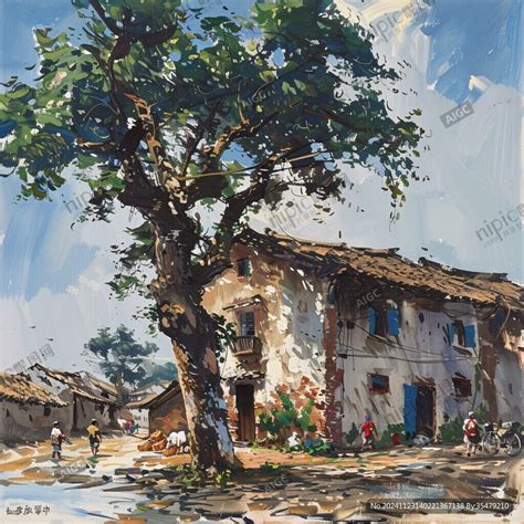 Ai创作图水粉画江南古村 古镇写生绘画 水粉画古街巷 古村落写生 村口手绘 当口古镇油画 当口古镇水彩画 街景写生 田园风光写生 毫州水彩 宏村古镇写生 南后街水彩 农家写生 原创写生绘画 仙