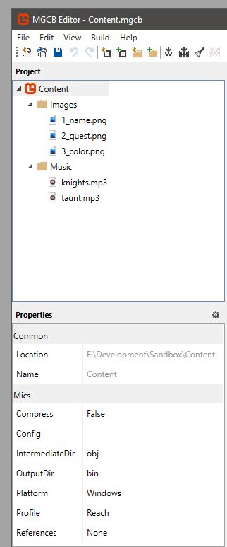using mgcb editor monogame