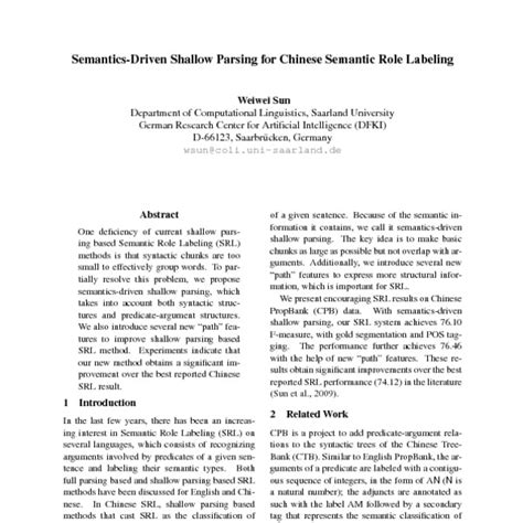 Semantics Driven Shallow Parsing For Chinese Semantic Role Labeling Acl Anthology
