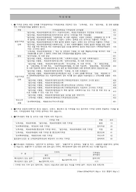 기부금 영수증 2020 03 13 개정 비즈폼 샘플 양식 다운로드