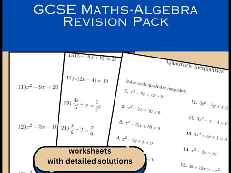Gcse Maths Algebra Revision Pack Teaching Resources