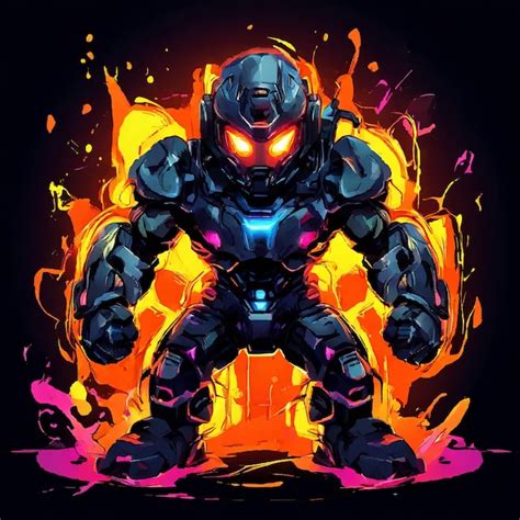 Robot Cartoon Character With Black Background Premium Ai Generated Vector