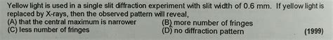 [answered] Yellow Light Is Used In A Single Slit Diffraction Experiment Kunduz