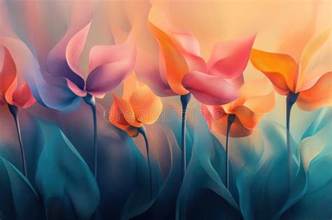 Vibrant Wind Power Illustration Showcasing Energy Through Soft Flowing Shapes And Colors Stock