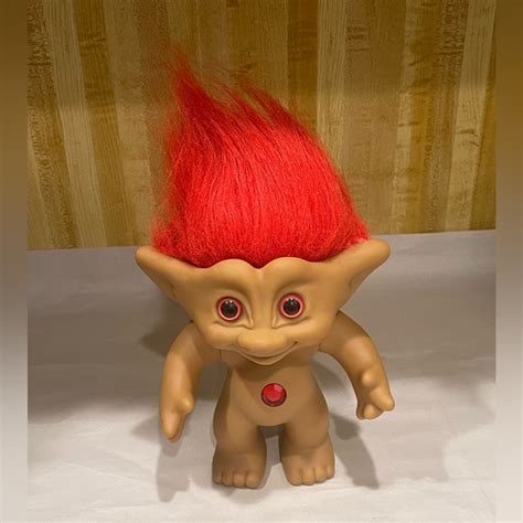 Ace Novelty Toys Vintage Ace Novelty Treasure Troll Red Hair Red Ruby Star Jewel Poshmark
