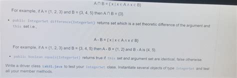Solved Create Class Integerset As Follows Each Object Of