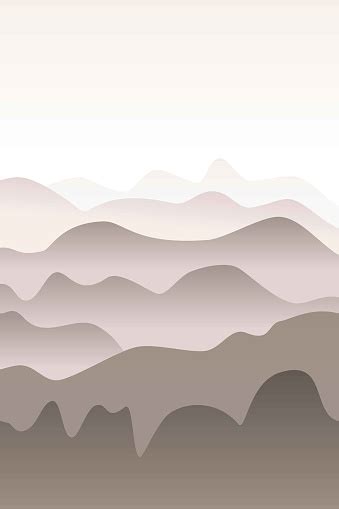 파도가 있는 흑백 풍경 태양은 하늘을 설정합니다 따뜻한 회색과 베이지 색 안개 산 실루엣 샌디 사막 모래 언덕 자연과 생태학 수직 방향입니다 소셜 미디어 엽서 및 포스터용