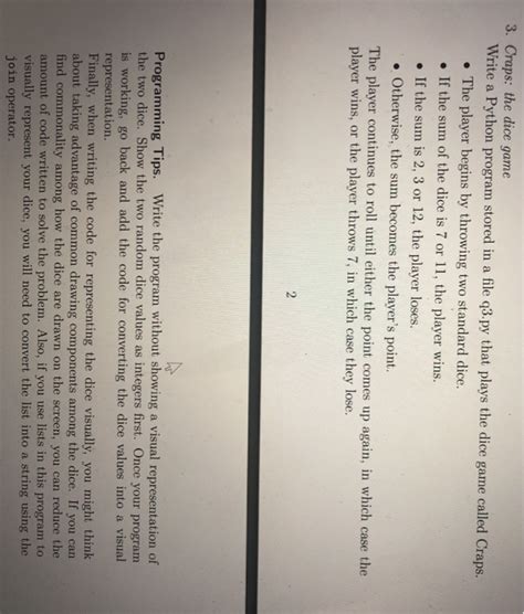 3 Craps The Dice Game Write A Python Program Stored