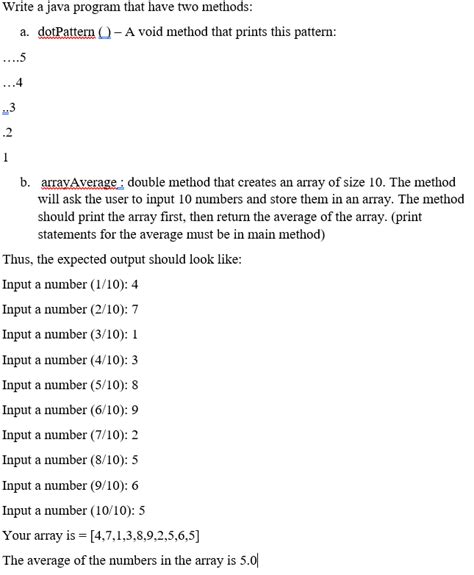 Solved Write A Java Program That Have Two Methods A