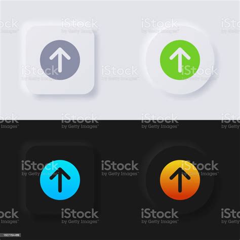 업로드 버튼 화살표 아이콘 세트 웹 디자인을 위한 다색 뉴모피즘 버튼 소프트 Ui 디자인 애플리케이션 Ui 등 버튼 벡터 곡선에 대한 스톡 벡터 아트 및 기타 이미지