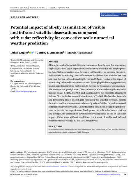 Pdf Potential Impact Of All‐sky Assimilation Of Visible And Infrared Satellite Observations