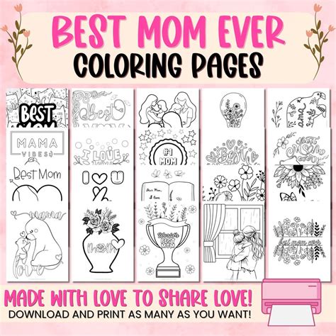 20 The Best Mom Ever Coloring Page Printable Bundle Etsy