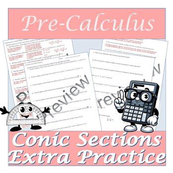 Conic Sections Extra Practice With Short Answer Questions No Prep
