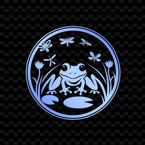 Premium Psd A Frog In A Circle With Flowers And A Frog On It