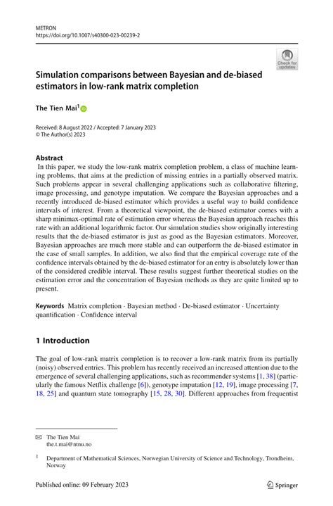 Pdf Simulation Comparisons Between Bayesian And De Biased Estimators