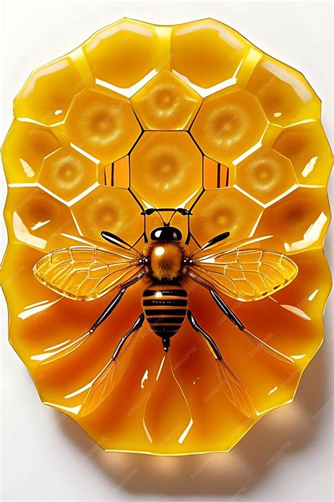 A Yellow And Orange Bee With A Bee On It Premium Ai Generated Image
