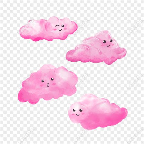 핑크 귀여운 식 수채화 구름 일러스트 하늘 어린이 무승부 Png 일러스트 무료 다운로드 Lovepik