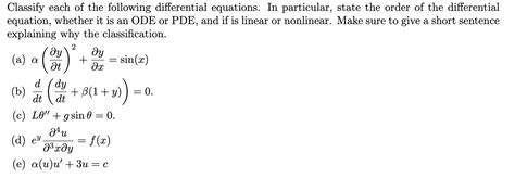 Solved Classify Each Of The Following Differential