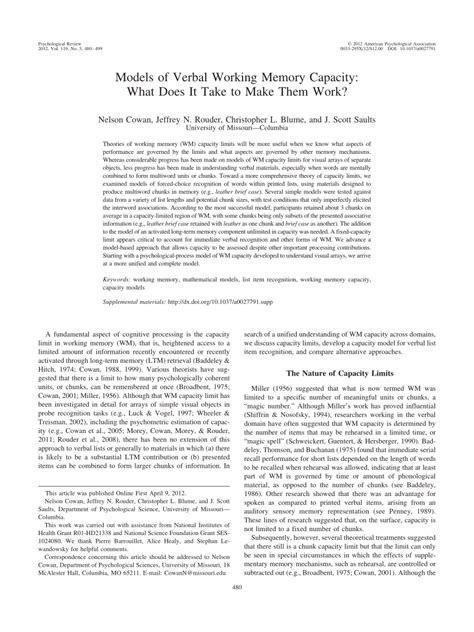 Pdf Models Of Verbal Working Memory Capacity What Does It Take To