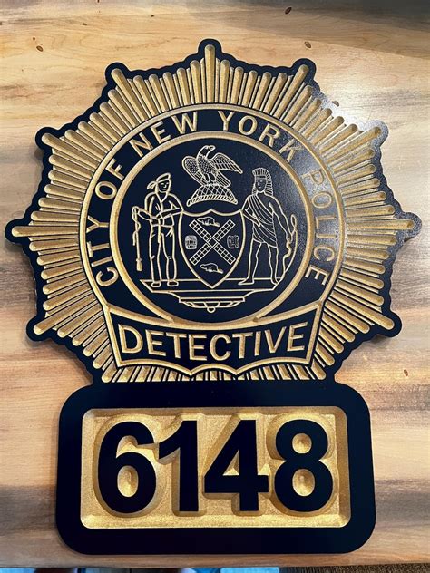 Nypd Detective Badge Sign New York Police Department Etsy