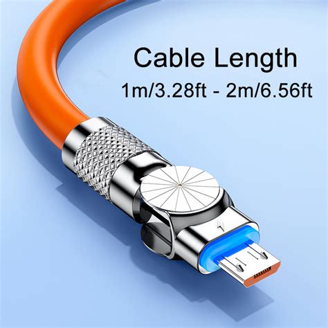 100W 180 Rotation Usb To Micro Android Charger Cord Super Fast Charging Cable For Xiaomi Redmi