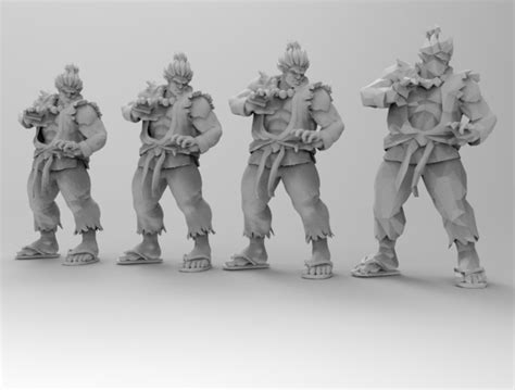 3d Printed Street Fighter Akuma Full Body And Bust Fight Stance By Carmelo Nazario Pinshape
