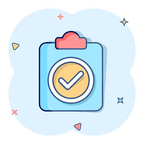 Premium Vector Document Checkbox Icon In Comic Style Test Cartoon Vector Illustration On White