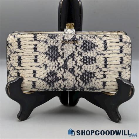 Authentic Coach Python Embossed Leather Snap Closure Wallet