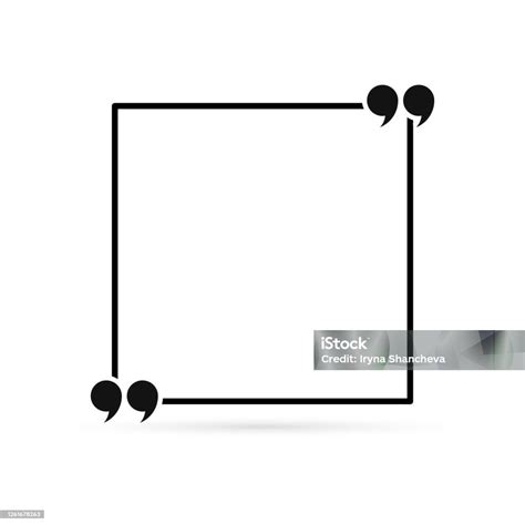 흰색으로 분리된 따옴표가 있는 빈 템플릿입니다 따옴표 아이콘입니다 인용 표시 흰색 배경에 격리 된 검정색 벡터 스톡