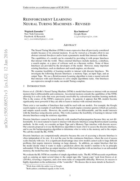 Reinforcement Learning Neural Turing Machines Revised Deepai