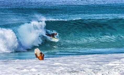 Colorful Body Surfer Wave Banzai Pipeline North Shore Oahu Hawaii
