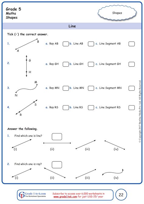 Points Lines Segments And Rays Worksheets
