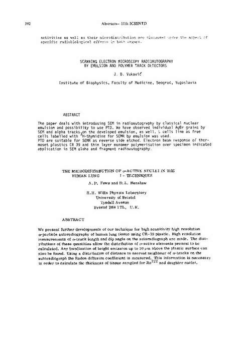 Pdf Scanning Electron Microscopy Radioautography By Emulsion And