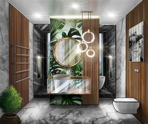 Визуализация интерьера ванной комнаты Interior Architecture Sketch Interior Architecture