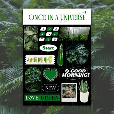 Rainforest Green Plant Sticker Webudding