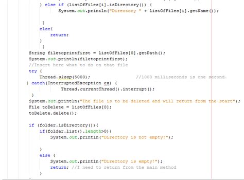 Directory Returning To The Main Method In Java Stack Overflow