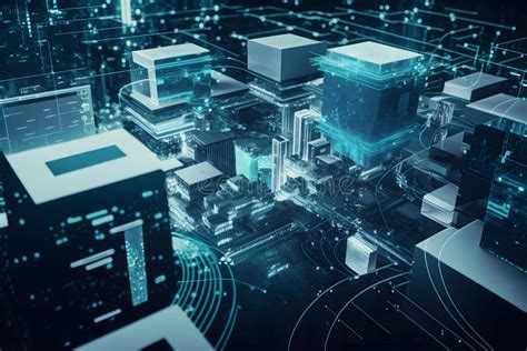 Internet Of Things Networks And Augmented Reality Concept Night Scene Cyber Technology City