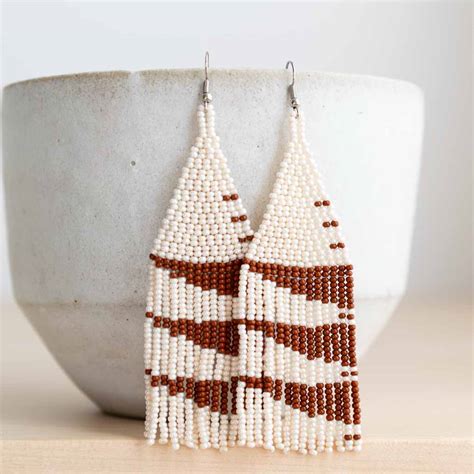 Beaded Fringe Earrings In Neutral Fair Simple