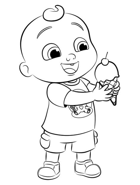 코코멜론 Jj With 아이스크림 색칠 온라인에서 무료로 다운로드 인쇄 또는 색칠하십시오 Coloring Pages