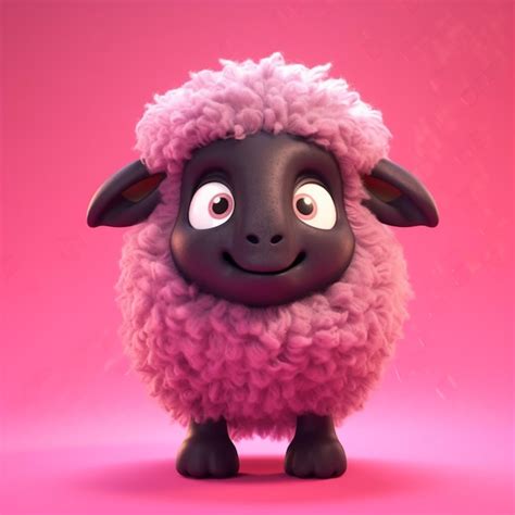 Premium Ai Image Divertida Oveja Negra Sobre Fondo Rosado Cartoon 3d