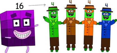 Image Numberblock 16 Turns Into A Barbershop Quartet Png