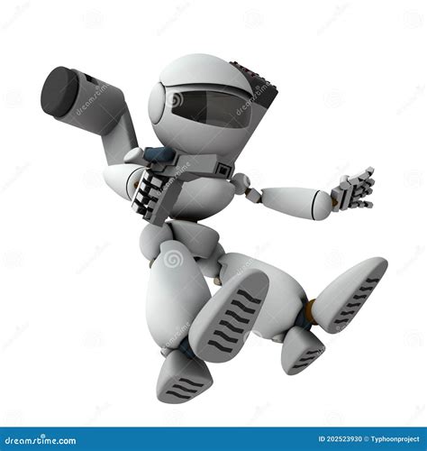 An Armed Robot Soldier Who Descends And Invades Stock Illustration