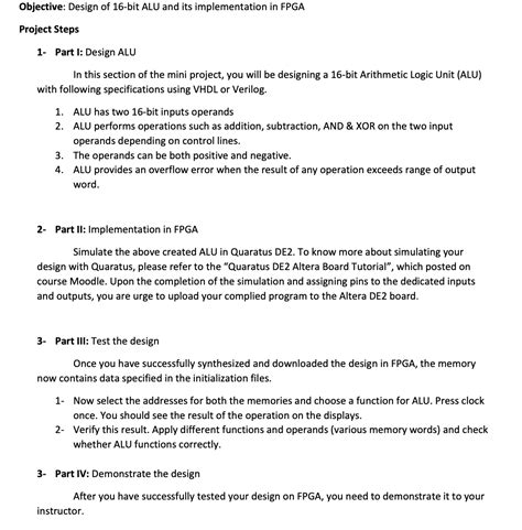 Solved Objective Design Of 16 Bit Alu And Its