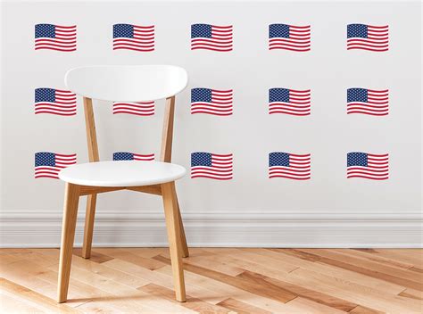 Waving American Flag Fabric Wall Decal Set Of 15 Flags Sunny Decals