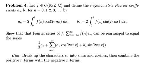 problem 4 let f∈c r z c and define the